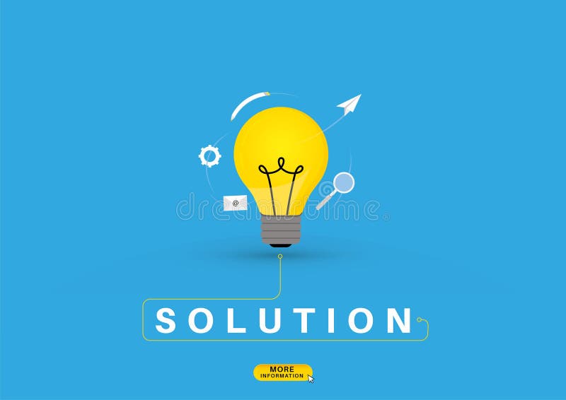 Solution Strategy Light Bulb Graphics Concept Stock Vector ...