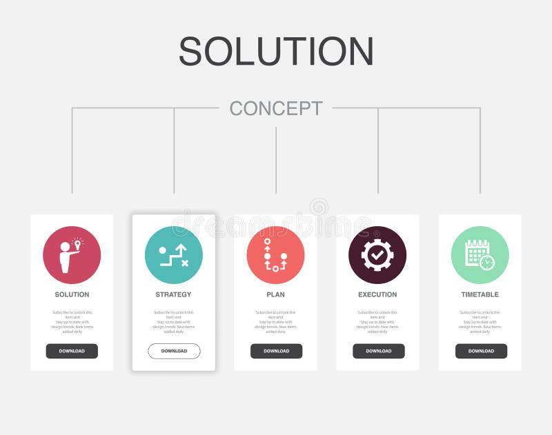 Solution, Strategy, Plan, Execution Stock Vector - Illustration of ...