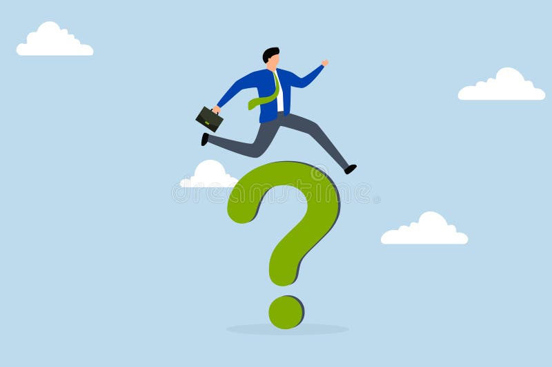 Solution To Solve Business Problem, Business Man Jump Over Big Question ...