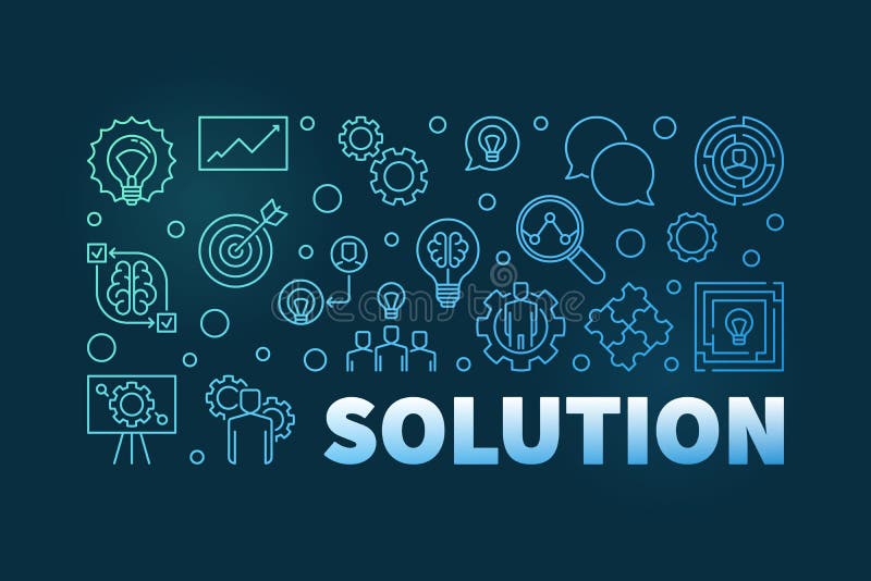 Solution Vector Blue Illustration or Banner on Dark Background Stock ...