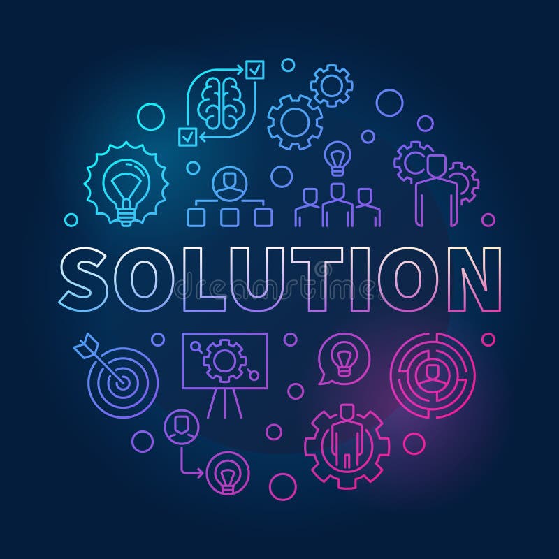 Solution Vector Round Illustration in Outline Style Stock Vector ...