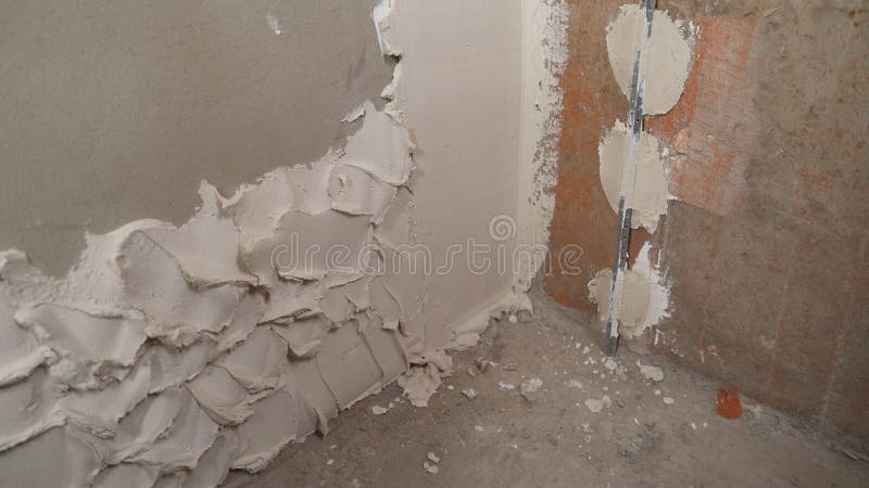 Beige, Fresh Mortar on the Wall. Texture of Fresh Concrete Wall at ...