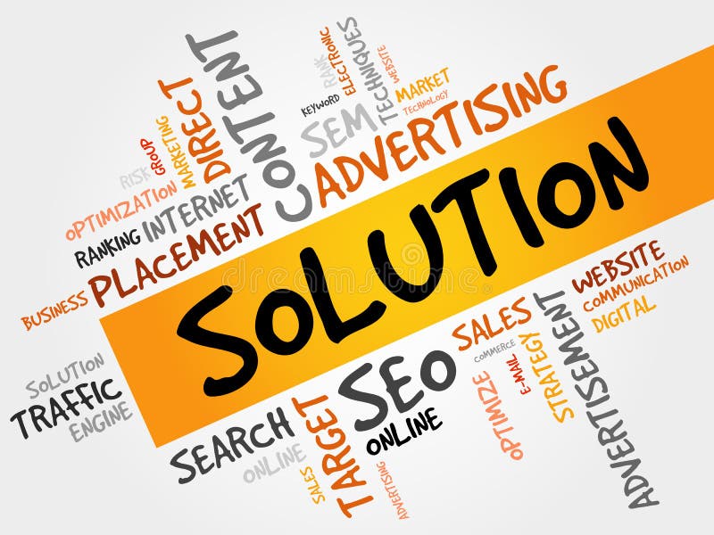 SOLUTION word cloud stock illustration. Illustration of logic - 200329675