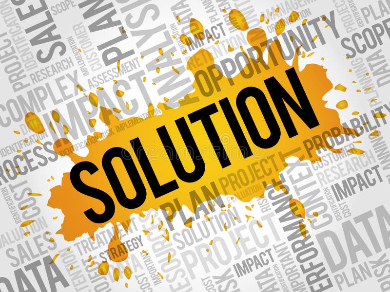 SOLUTION Word Cloud Collage Stock Illustration - Illustration of social ...