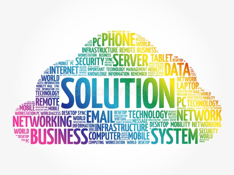 Solution Word Cloud Collage, Technology Business Concept Stock ...