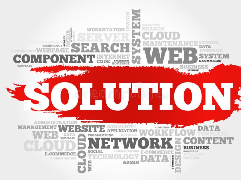 Solution word cloud stock illustration. Illustration of company - 206568152