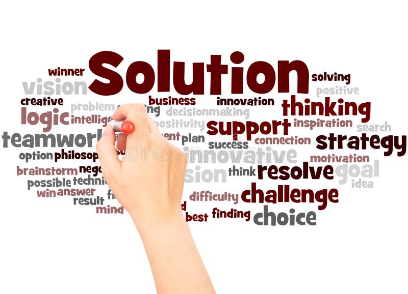 Solution Word Cloud Hand Writing Concept Stock Image - Image of answer ...