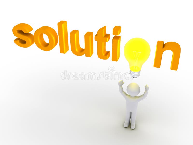 Solution Word with Light Bulb and a Person Stock Illustration ...