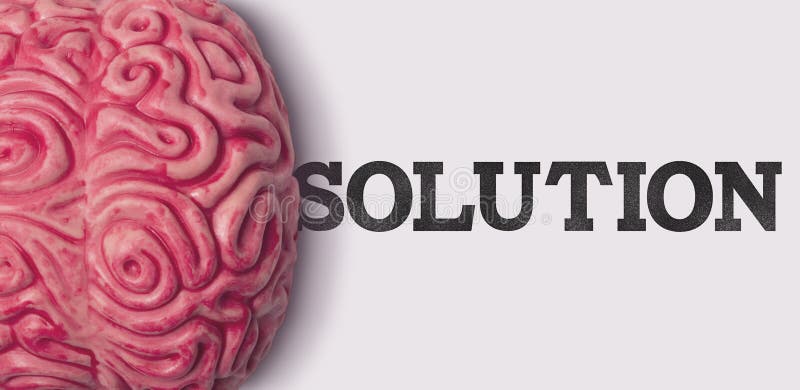 Solution Word Next To a Human Brain Model Stock Photo - Image of ...