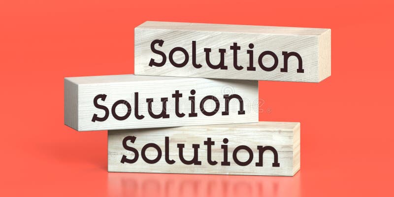 Solution - Words on Wooden Blocks Stock Illustration - Illustration of ...