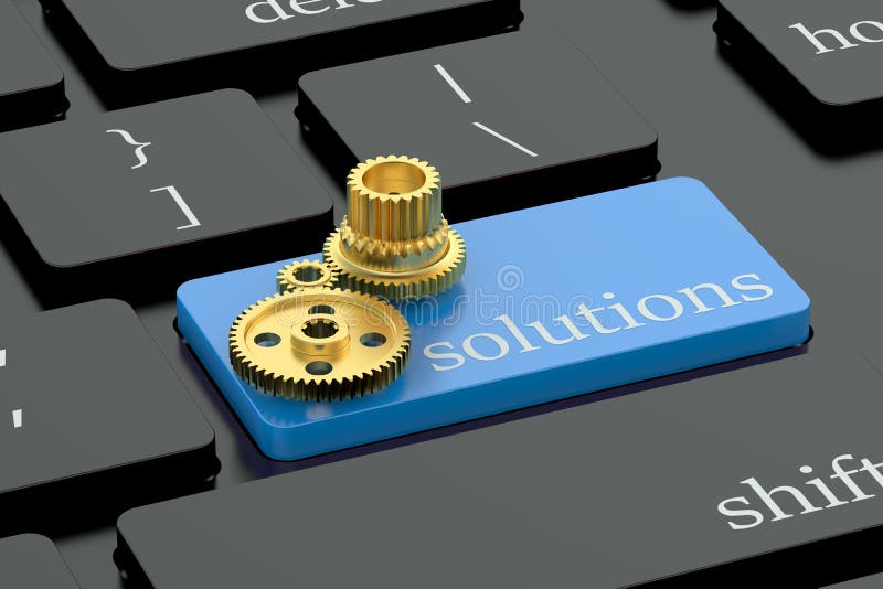 Solutions Concept on Keyboard Button Stock Illustration - Illustration ...