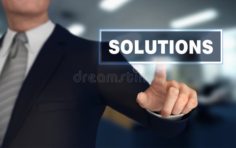 Solutions Pushing Keyboard with Finger 3d Illustration Stock Photo ...