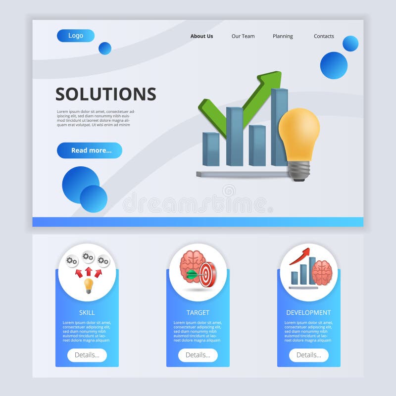 Solutions Flat Landing Page Website Template. Skill, Target ...