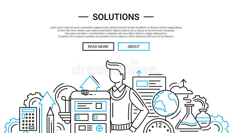 Solutions - Line Design Website Banner Temlate Stock Vector ...