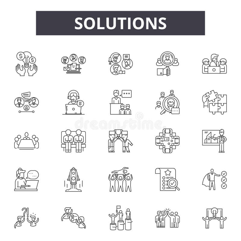 Solutions Line Icons, Signs, Vector Set, Outline Illustration Concept ...