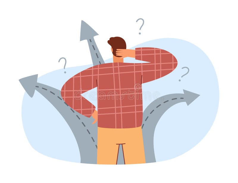 Solutions Path Man Choose from Multiple Directions Stock Illustration ...