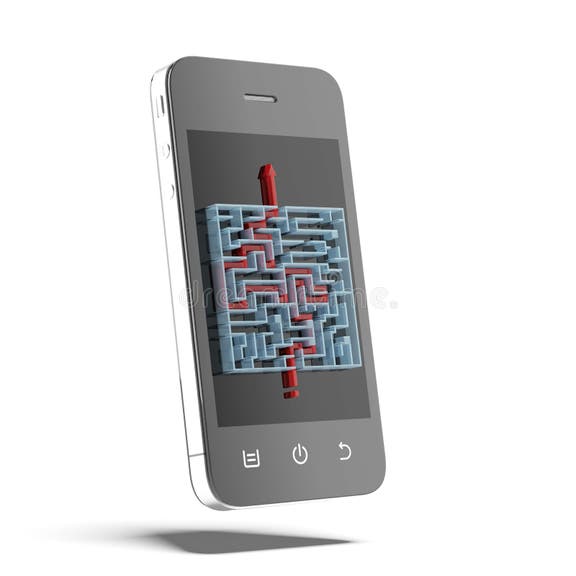 Solutions of Maze on the Phone Stock Illustration - Illustration of ...