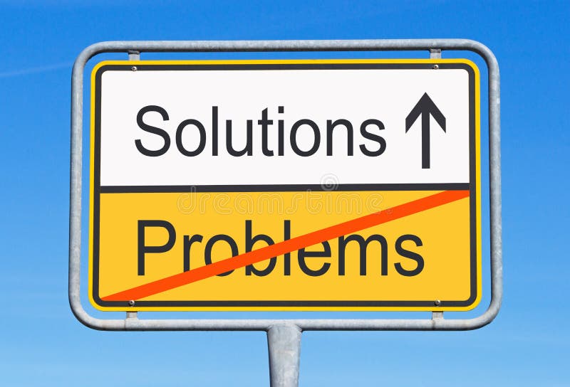 Solutions Traffic Sign on Blue Sky Stock Image - Image of creative ...