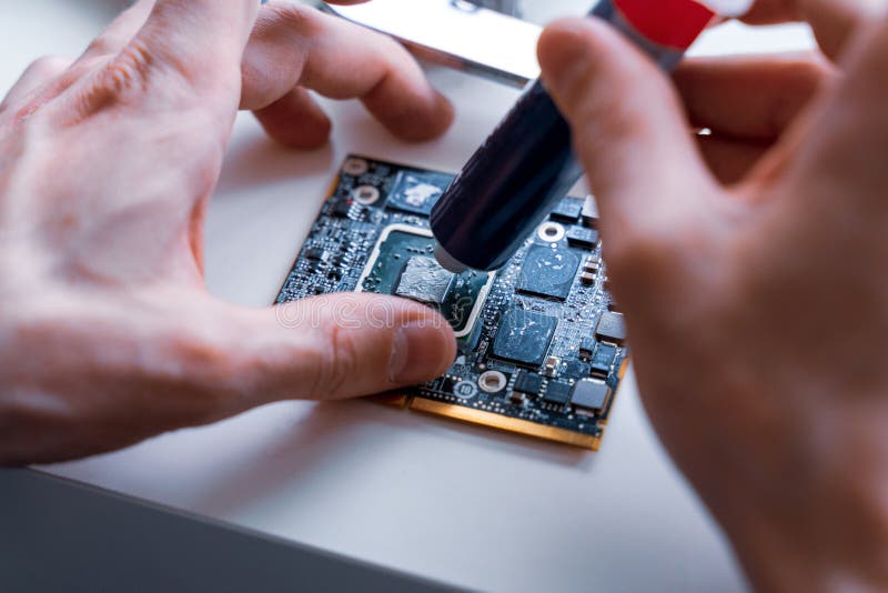 Hardware Engineer`s Workplace Stock Image - Image of electronic ...