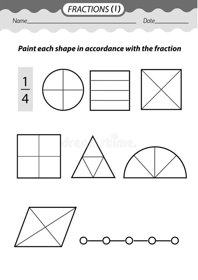 Solve Examples and Color Fractions Stock Illustration - Illustration of ...