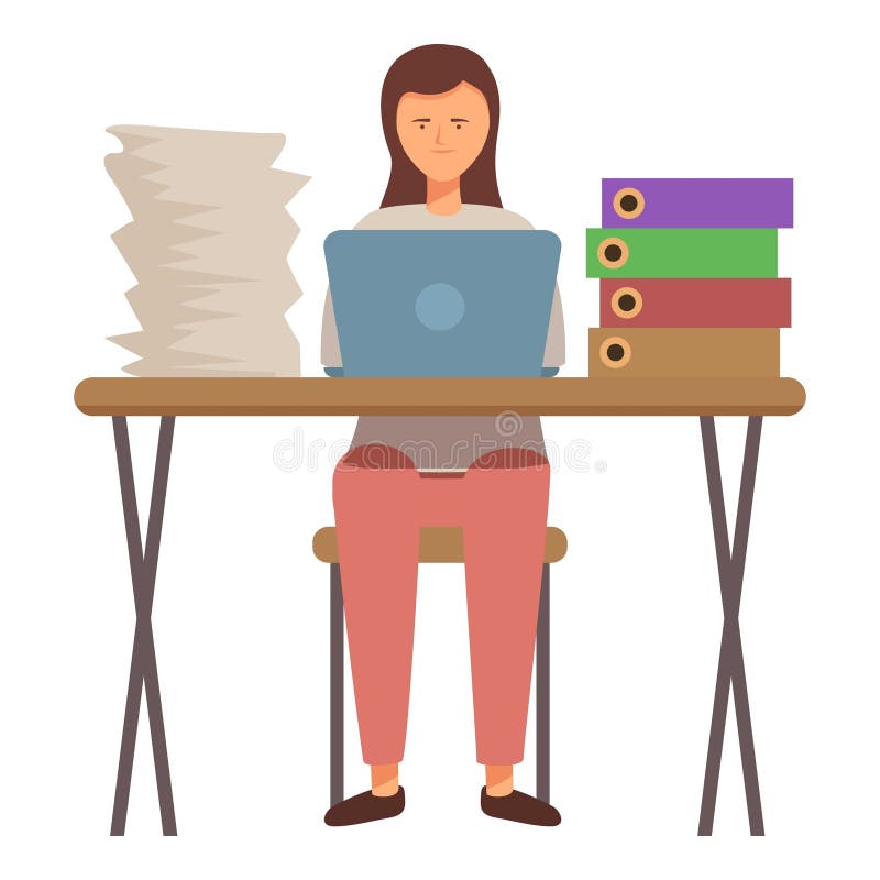 Solve Home Tasks Icon Cartoon Vector. Online Workaholic Stock Vector ...