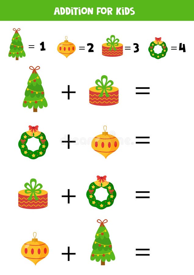 Solve the Math Equation. Cartoon Christmas Elements. Stock Vector ...
