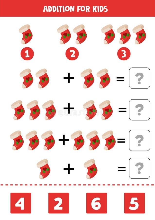 Solve the Math Equation. Cartoon Christmas Sock. Stock Vector ...