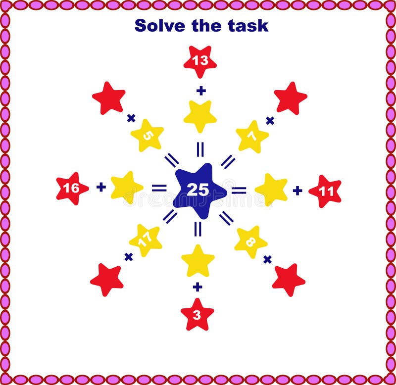 Solve the Math Lesson Adding and Subtracting. Stock Vector ...