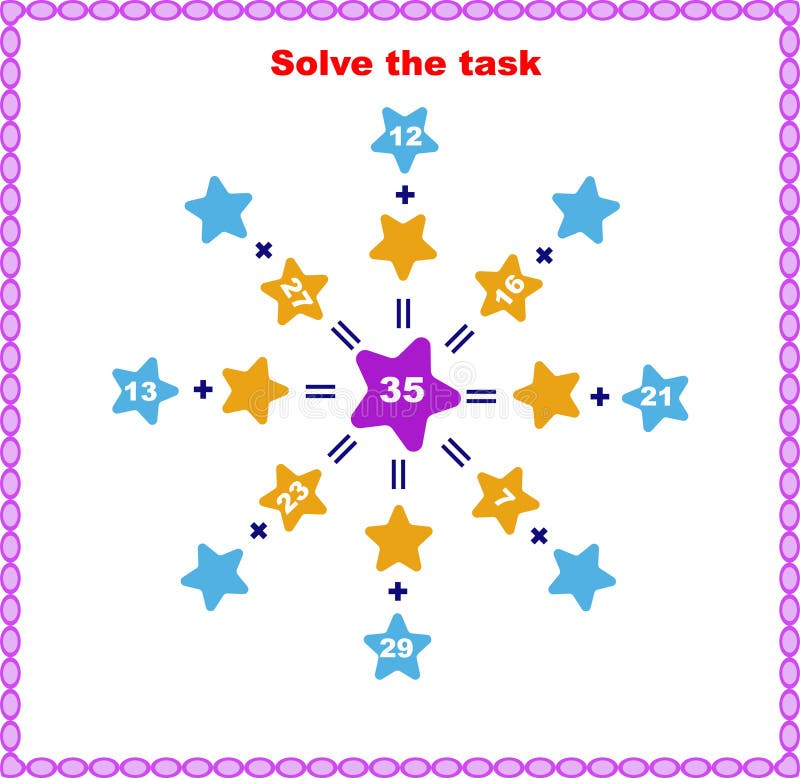 Solve the Math Lesson by Adding and Subtracting. Stock Vector ...