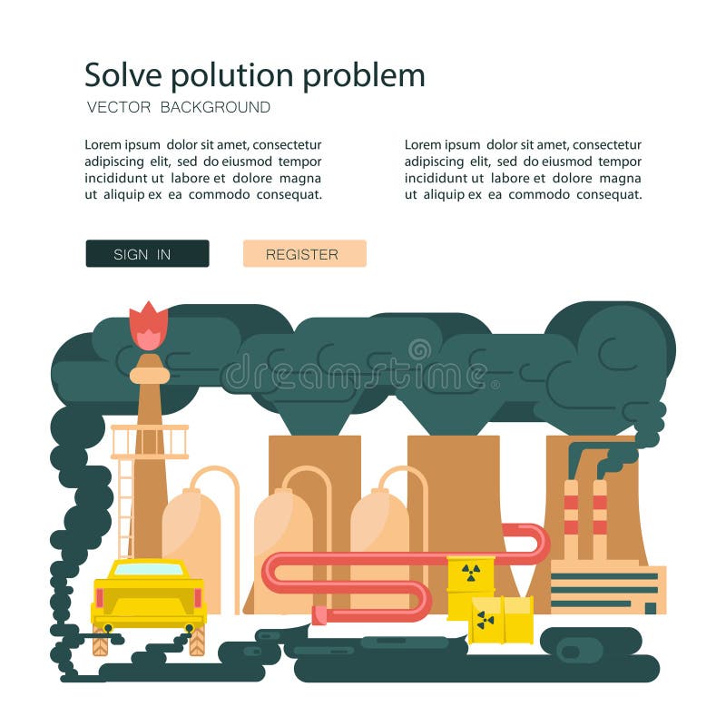 Solve Polution Problem Banner Design Template. Stock Vector ...