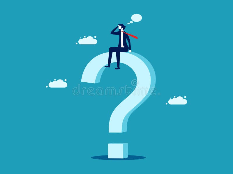 Solve Problems. Businessman Thinking on Big Question Marks Stock Vector ...