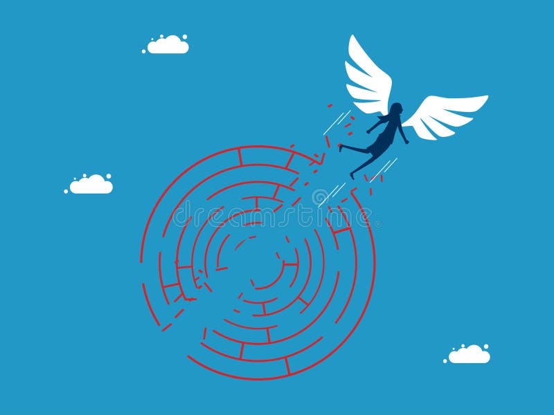 Problems. Woman Chasing a Question Mark on a Hook Stock Vector ...