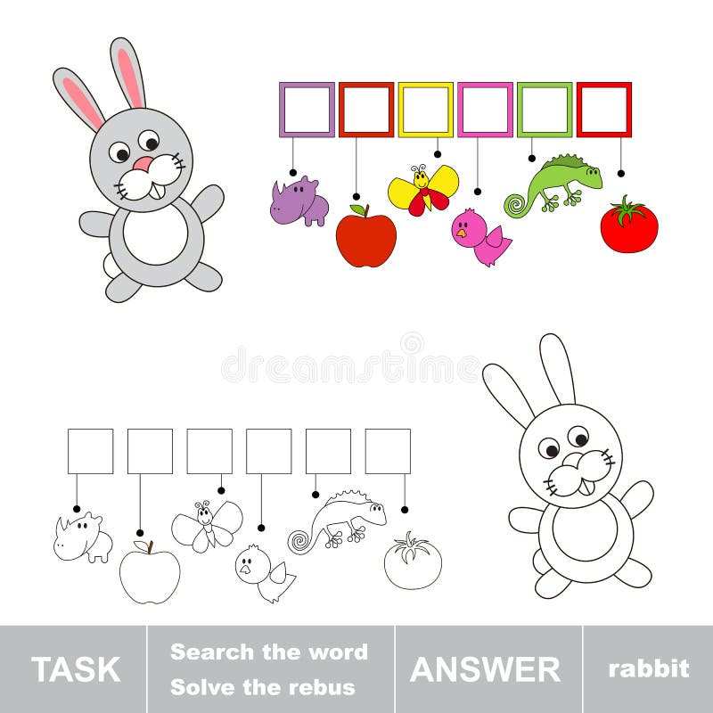 Solve the Rebus. Find Hidden Word RABBIT Stock Vector - Illustration of ...