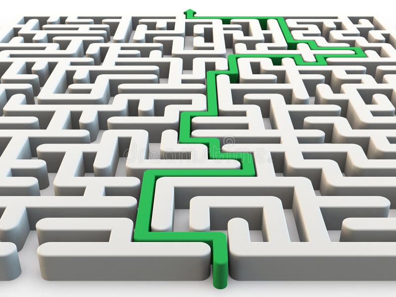 Arrow Shape Solved Maze Puzzle Stock Illustration - Illustration of ... Arrow Shape Solved Maze Puzzle Stock Illustration - Illustration of ...