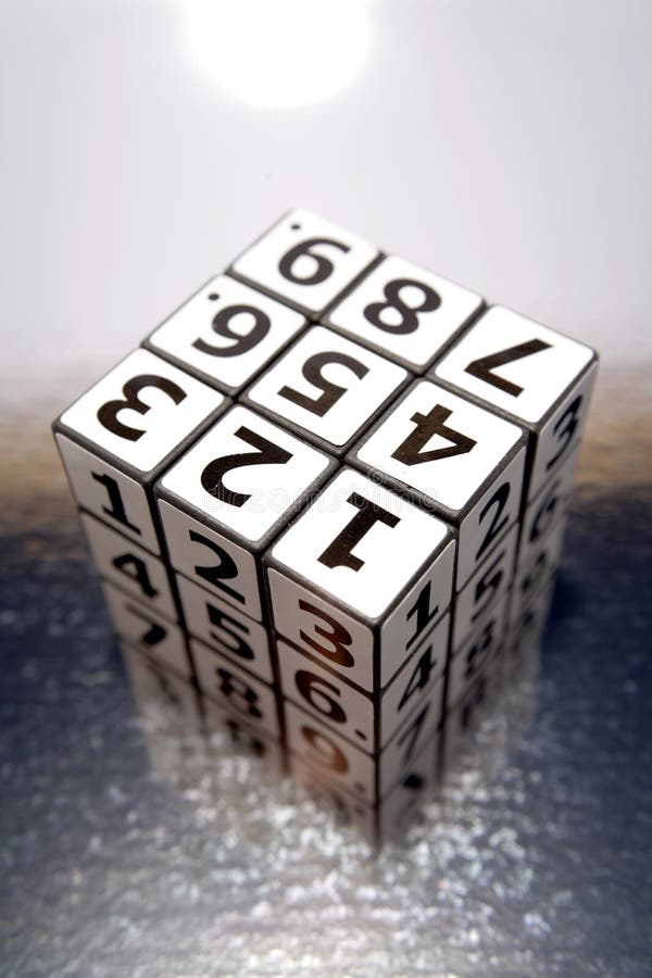 Solved Puzzle Cube stock photo. Image of four, view, digit - 6782708