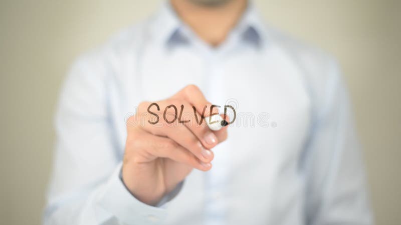 Solved, Writing on Transparent Screen Stock Photo - Image of multi ...