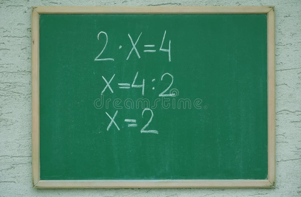 Solving an Equation with One Unknown. Equation with Number 2. Stock ...