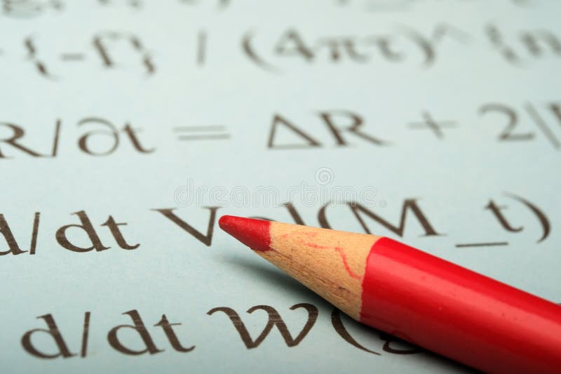 Solving Equations with a Red Pencil Stock Photo - Image of texture ...