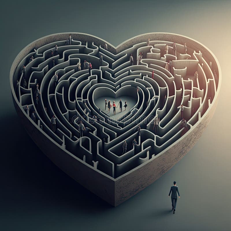 Heart Shaped Labyrinth Stock Illustrations – 149 Heart Shaped Labyrinth ...