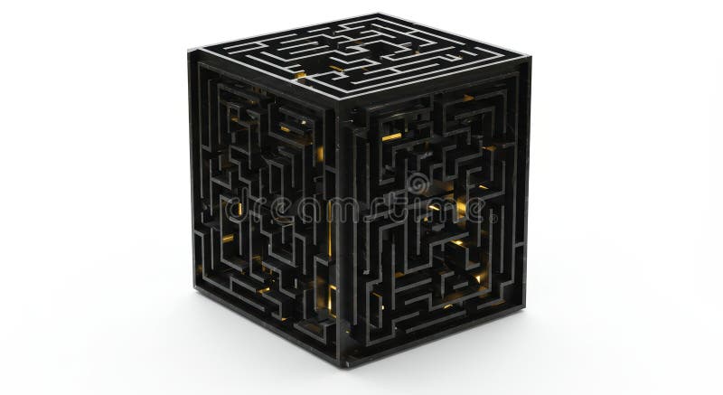 Solving the Labyrinth Puzzle Cube on a White Background for Mental ...