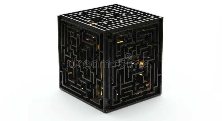 Solving the Labyrinth Puzzle Cube on a White Background for Mental Exercise Stock Illustration ...