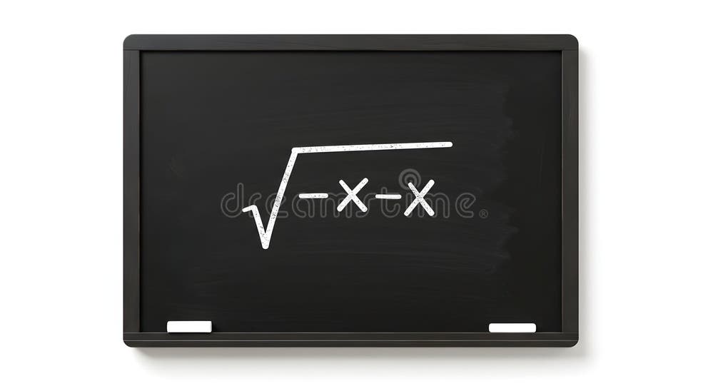 Solving Math Problem on Chalkboard with Radical Equation Stock Photo ...