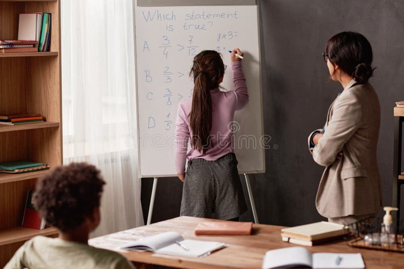 Solving Math Problem at Lesson Stock Image - Image of success ...