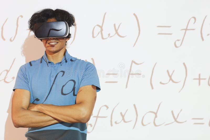 Solving Math Problem Using VR Headset Stock Photo - Image of simulator ...