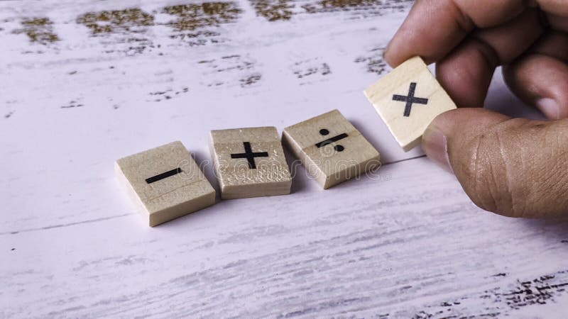 Solving Mathematical Problems: Hand Placing Addition Symbol Tile with Basic Operations Stock ...