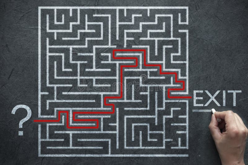Solving a maze problem stock photo. Image of business - 60167562