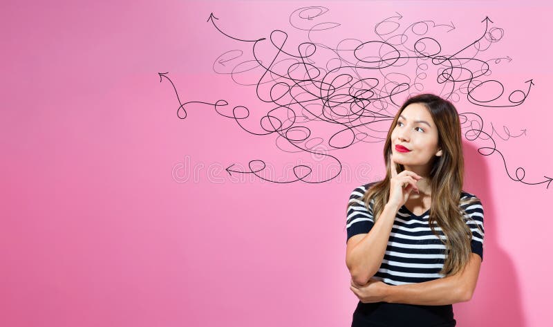 Solving a Problem Concept with Young Businesswoman Stock Photo - Image ...