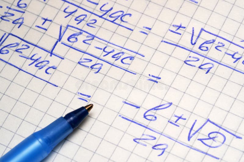 Solving Quadratics in a Notebook Stock Photo - Image of formulas, desk ...