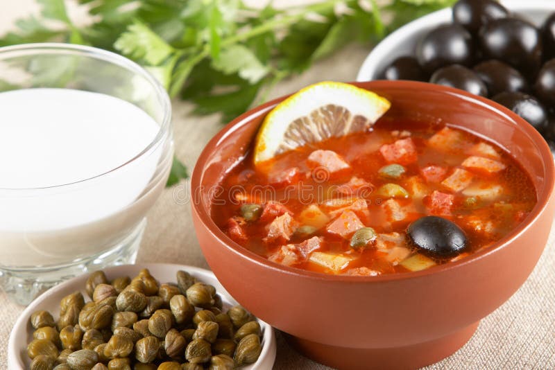 Solyanka stock image. Image of beef, cuisine, bowl, tableware - 20298981