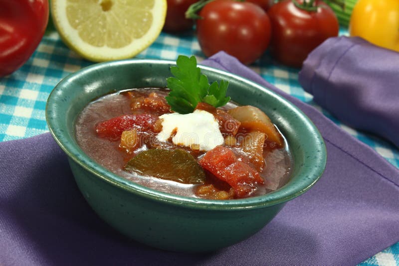 Solyanka with Dollop of Cream Stock Photo - Image of food, pepper: 52204274